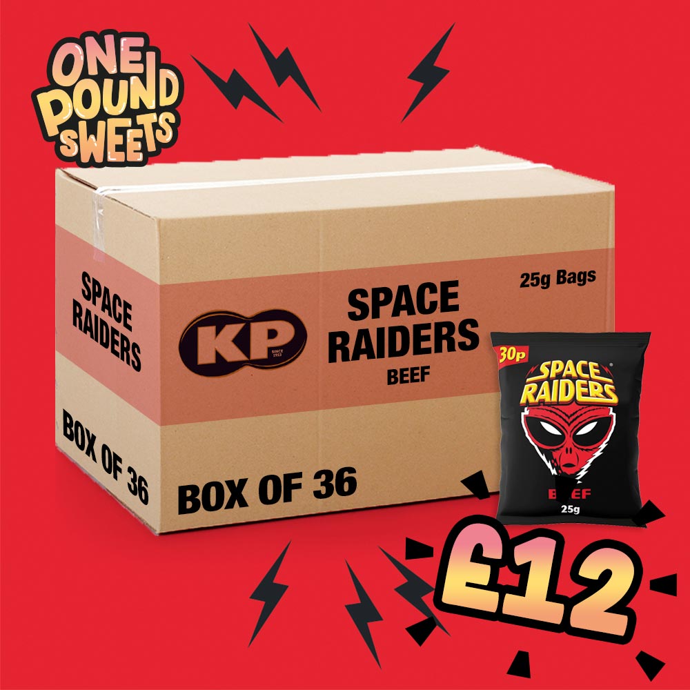 Box of 36 - Space Raiders Beef 25g - (Snack Bags) | Retro Sweets | Buy ...