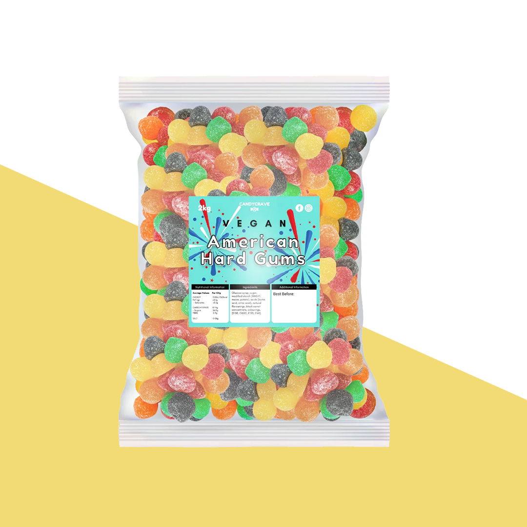 Candycrave Vegan American Hard Gums 2kg - From One Pound Sweets