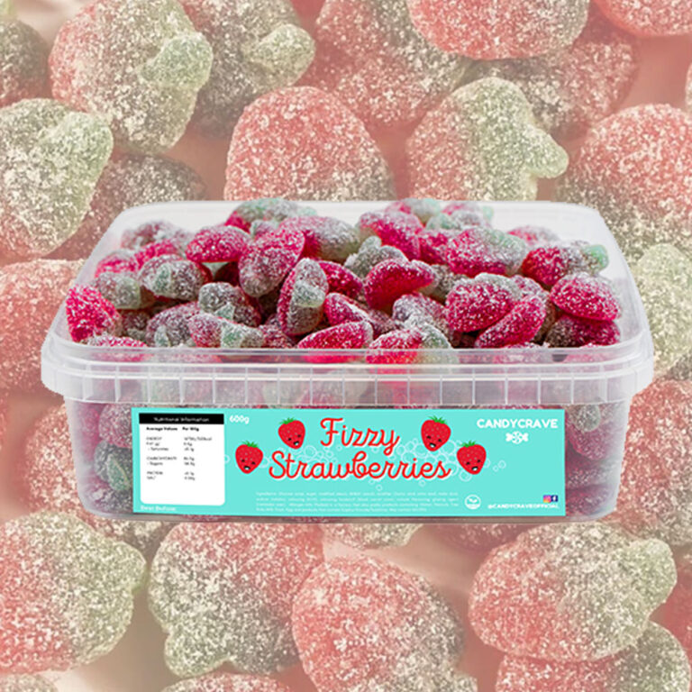 Candycrave Fizzy Strawberries Tub 600g - From One Pound Sweets