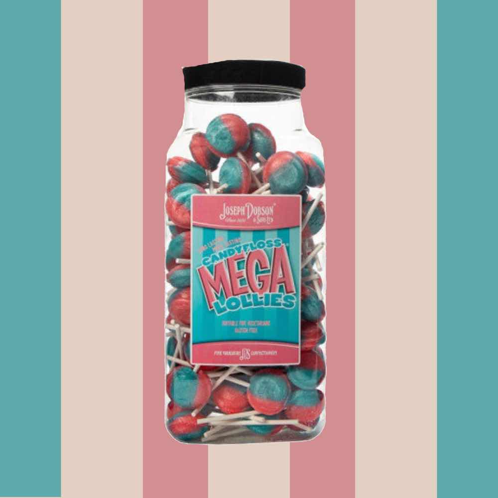 Joseph Dobson Candy Floss Mega Lollies 90 Count Jar - From One Pound Sweets