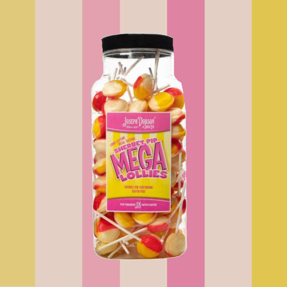 Joseph Dobson Sherbet Pip Mega Lollies 90 Count Jar - From One Pound Sweets