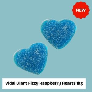 Vidal Giant fizzy Raspberry Hearts 1kg - From One Pound Sweets